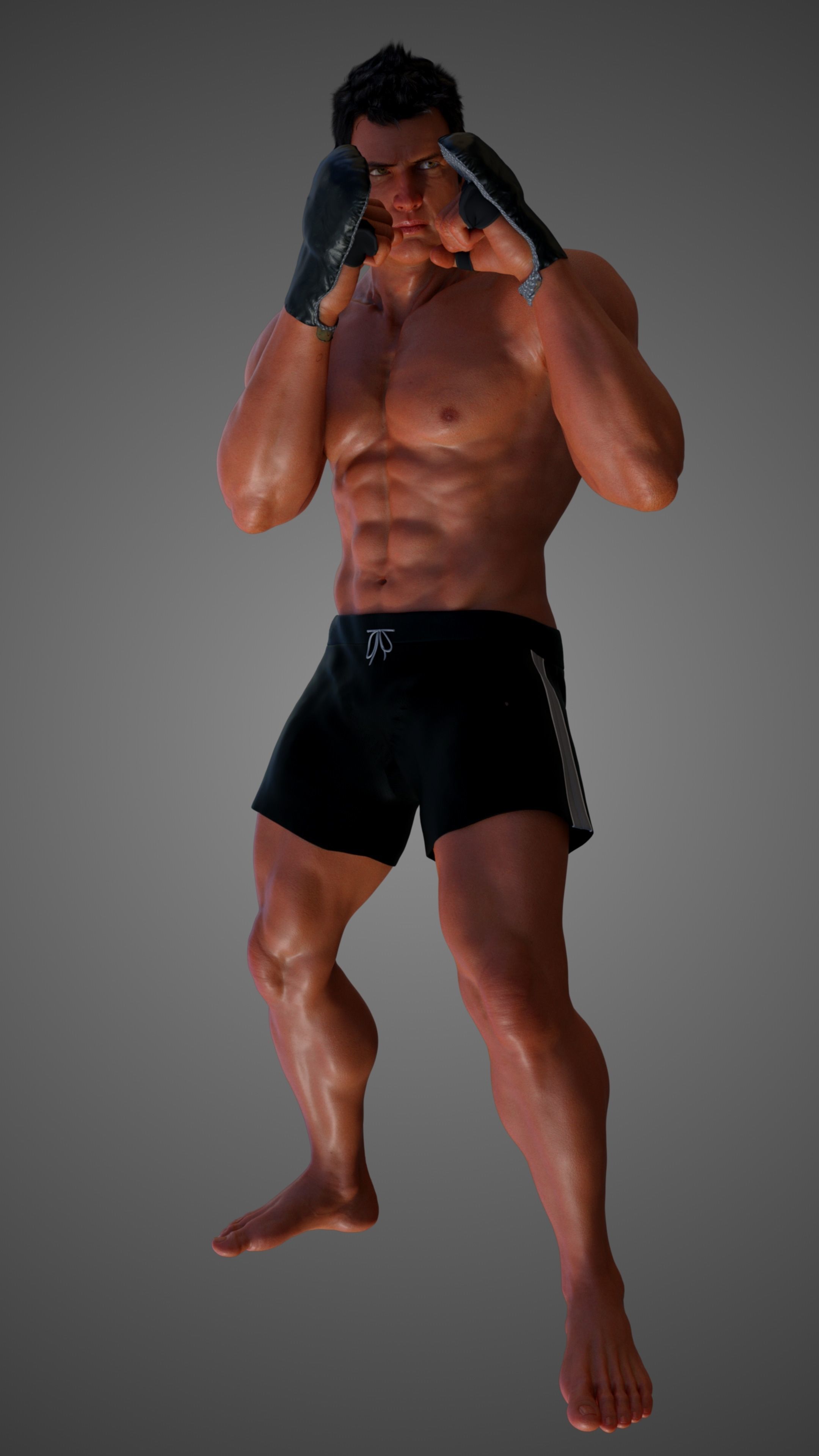 Male Caucasian BOX - MMA Fighter 3D model animated rigged | CGTrader