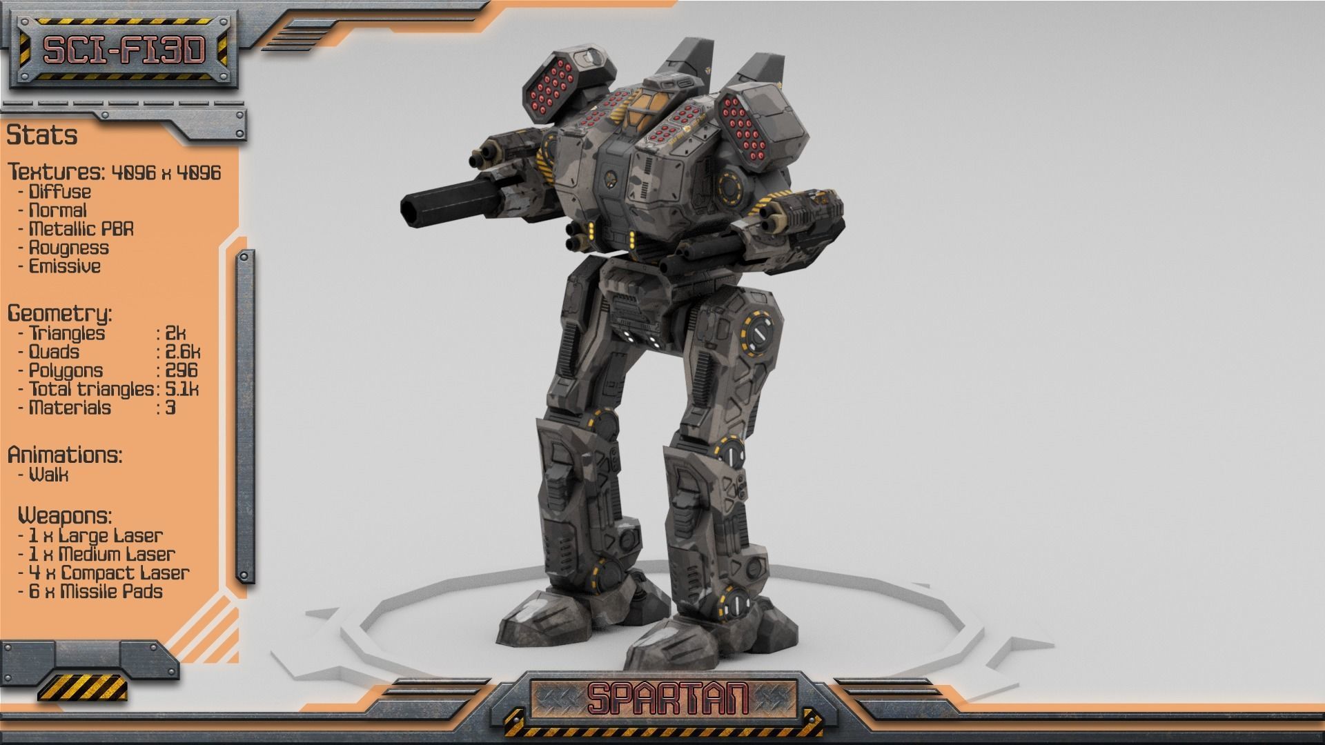 3D model Spartan BattleMech VR / AR / low-poly | CGTrader