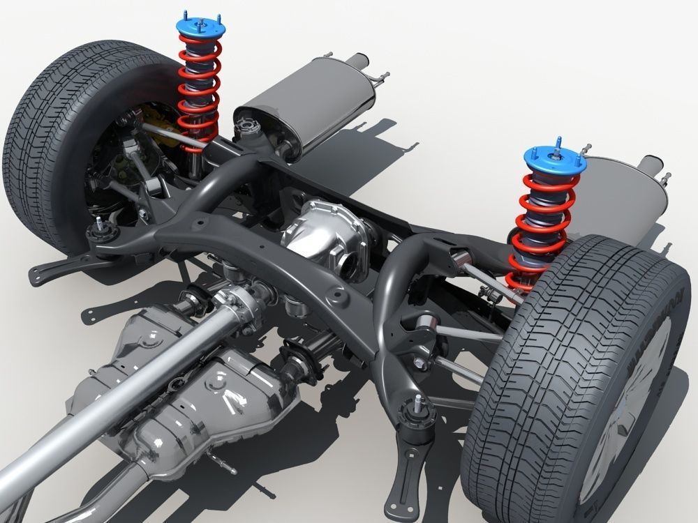 Car Chassis with Engine 3D model | CGTrader