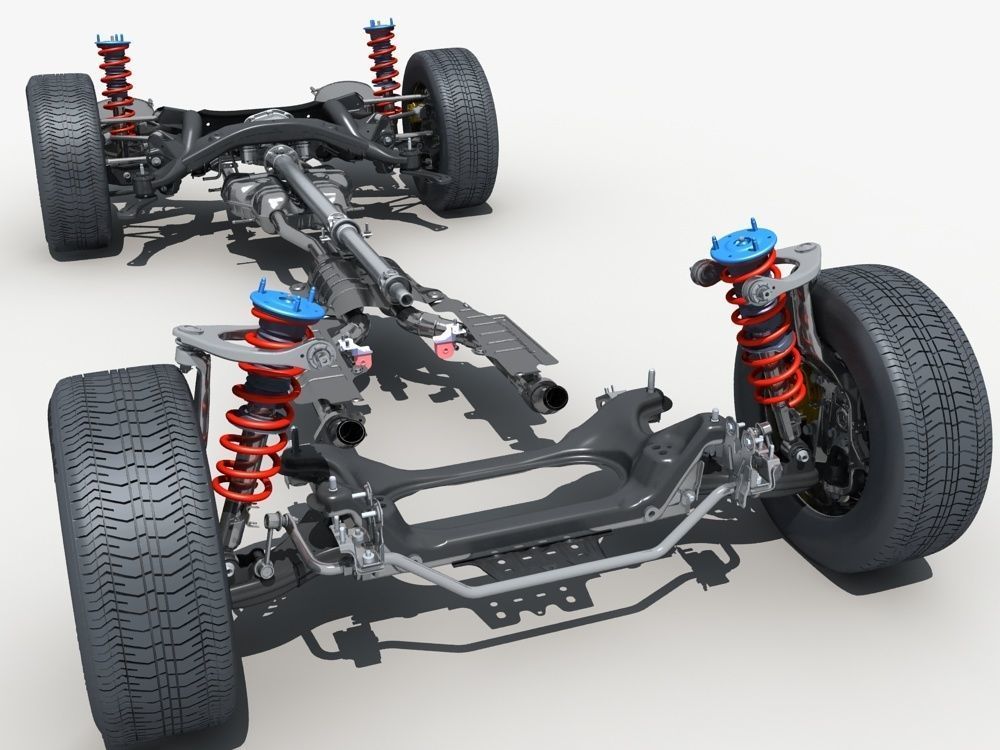 Car Chassis with Engine 3D model | CGTrader