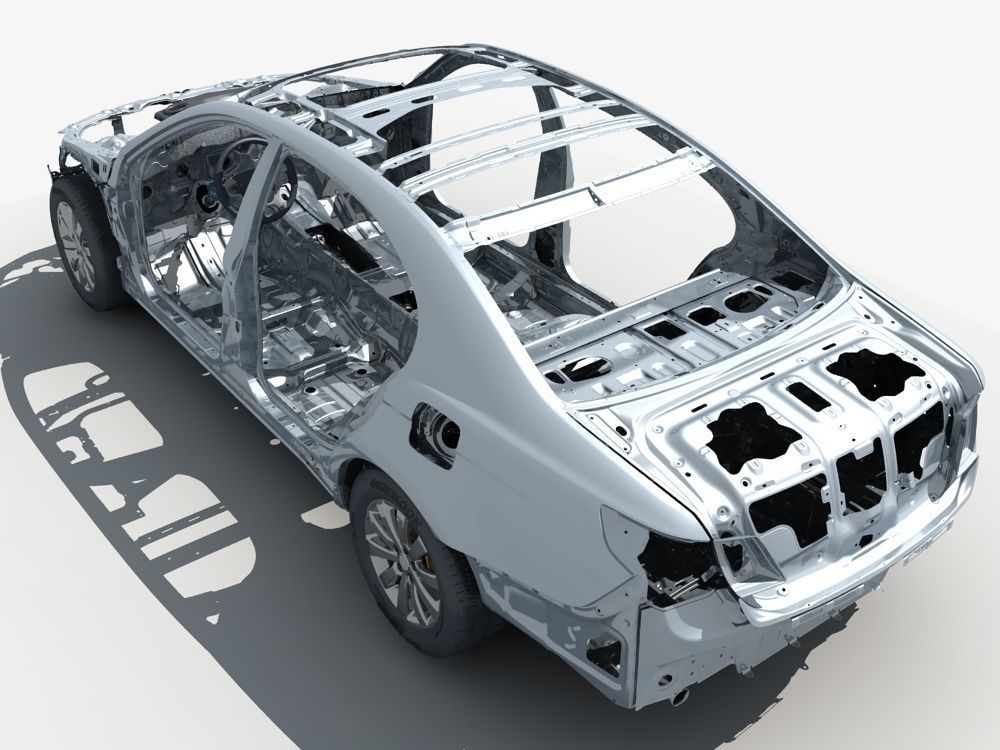 Car Frame with Chassis Engine 01 3D model | CGTrader