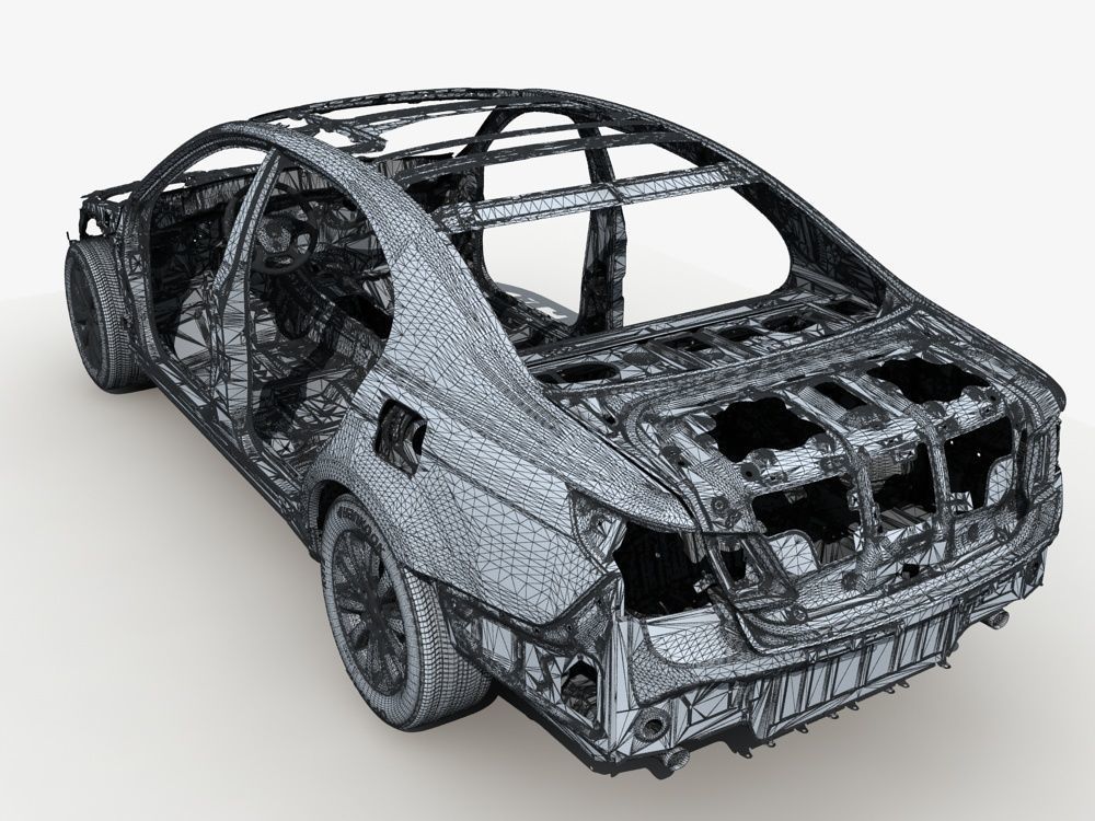 Car Frame with Chassis Engine 01 3D model | CGTrader