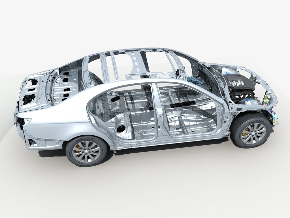 Car Frame with Chassis Engine 01 3D model | CGTrader