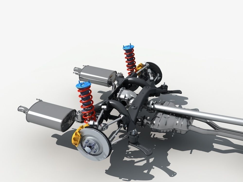 Car Frame with Chassis Engine 01 3D model | CGTrader