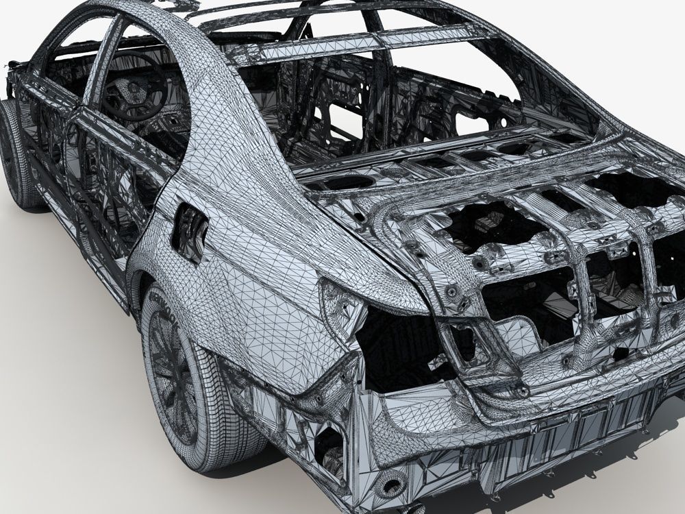 Car Frame with Chassis Engine 02 3D model | CGTrader