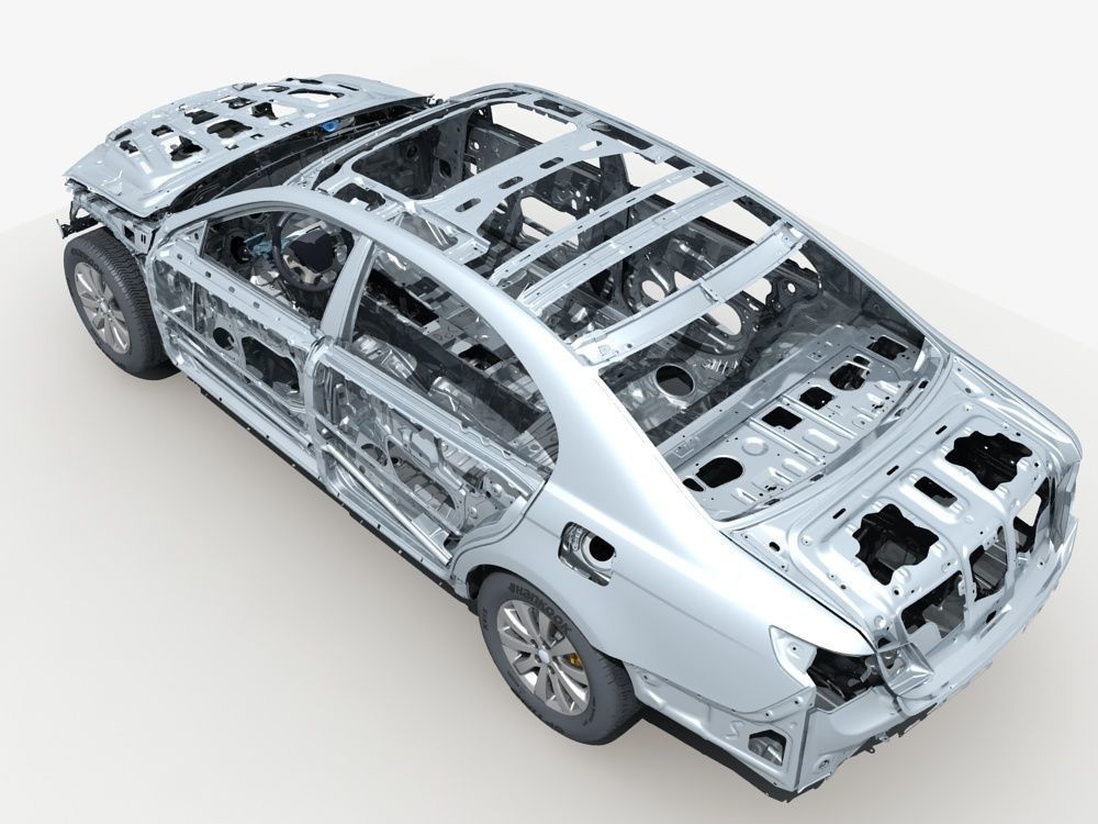 Car Frame with Chassis Engine 02 3D model | CGTrader