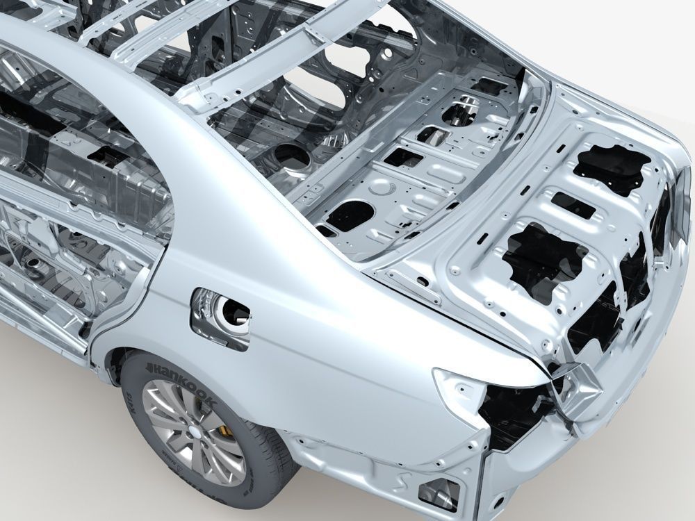 Car Frame with Chassis Engine 02 3D model | CGTrader