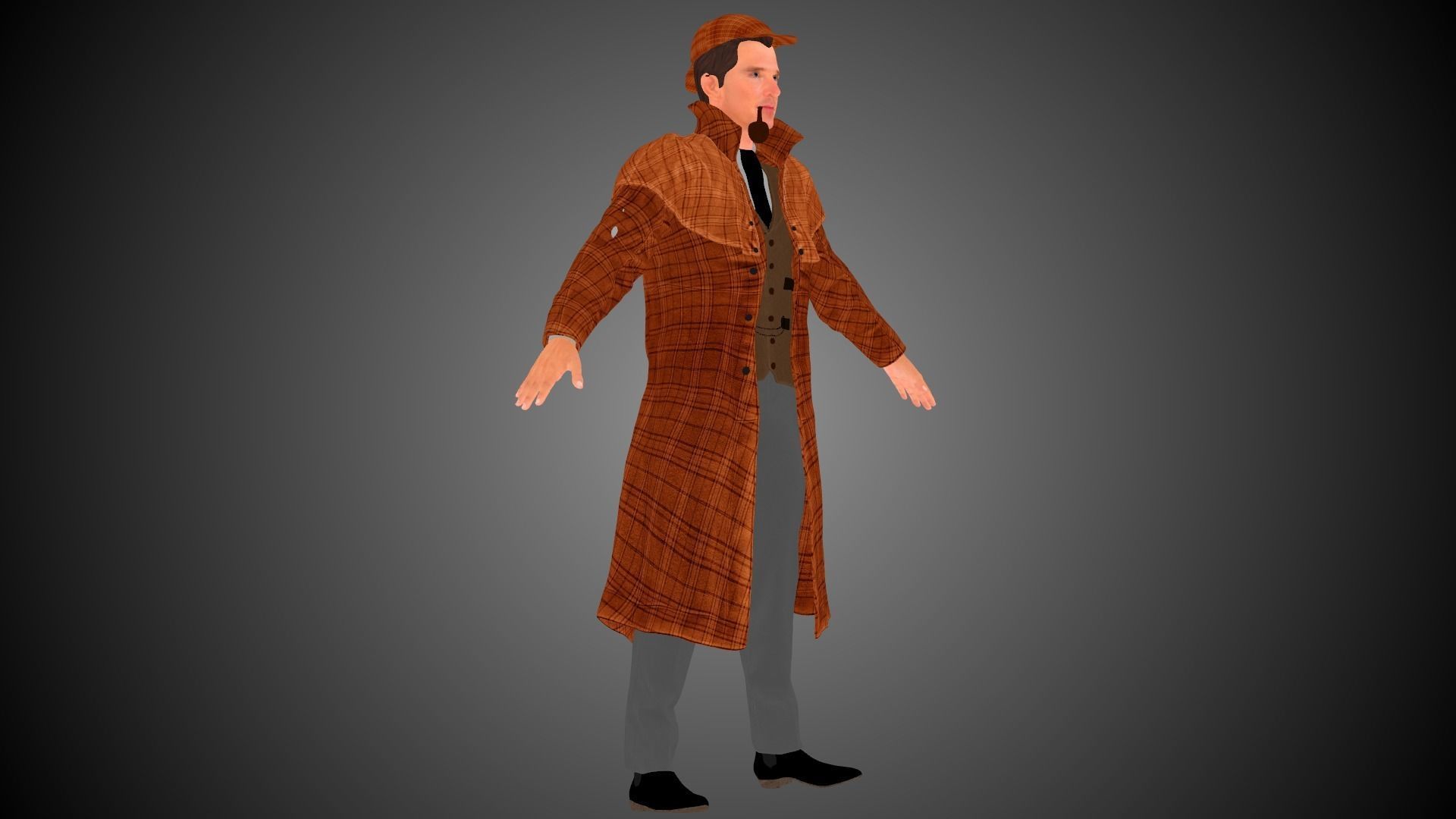 Sherlock Holmes 3D model animated rigged | CGTrader