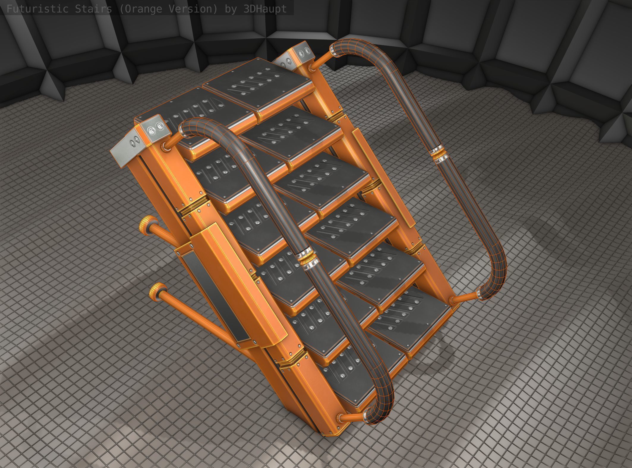 3D model Sci-Fi Stairs - 5 - Orange Version VR / AR / low-poly | CGTrader