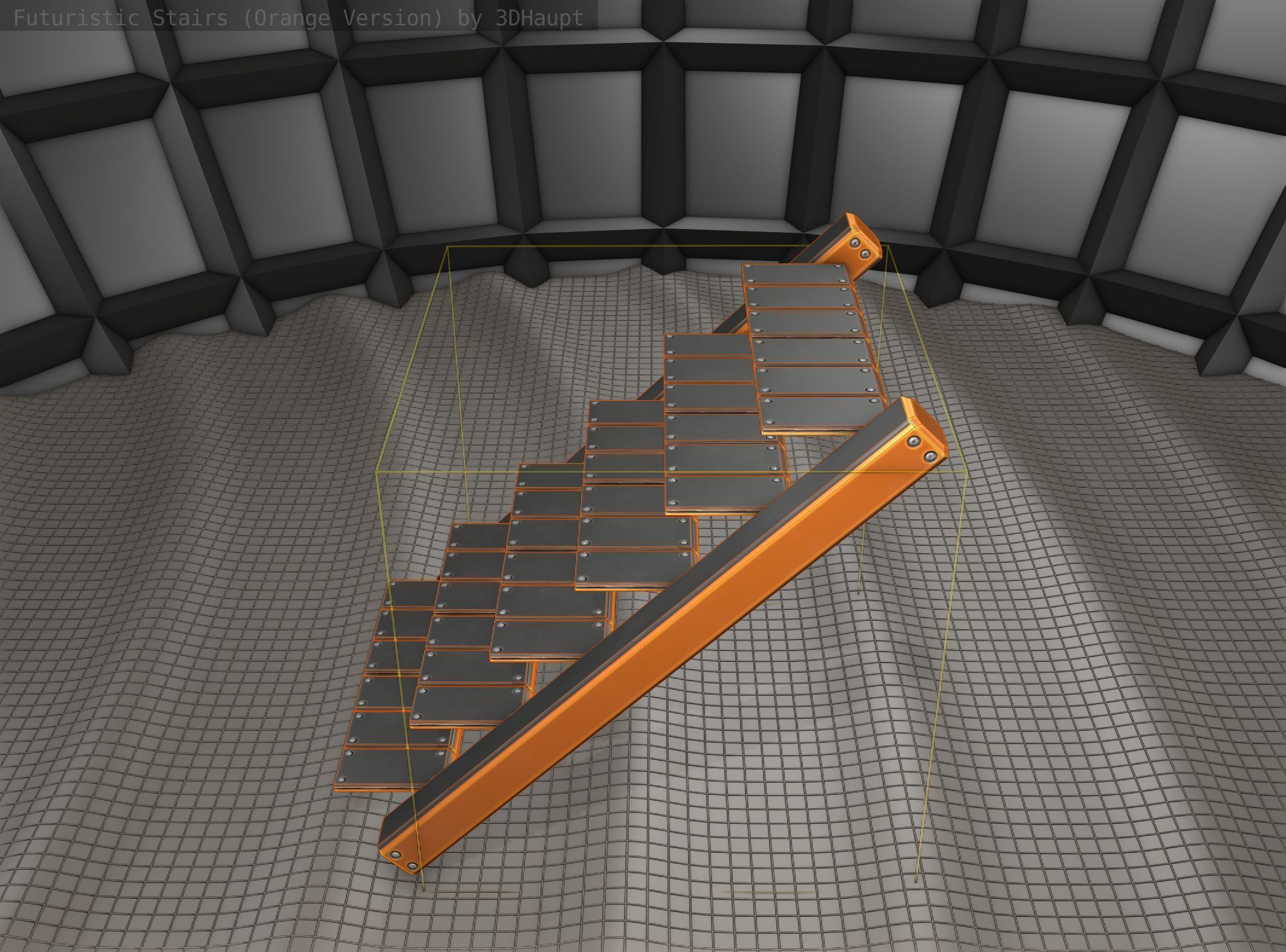 3D model Sci-Fi Stairs - 15- Orange Version VR / AR / low-poly | CGTrader