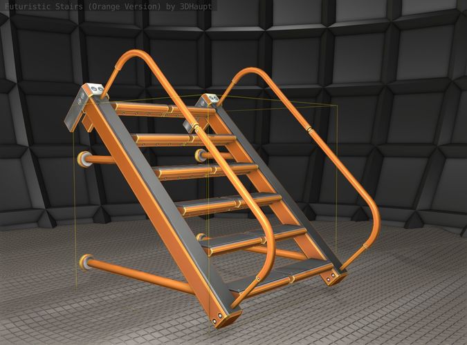 3D model Sci-Fi Stairs - 17 - Orange Version VR / AR / low-poly | CGTrader