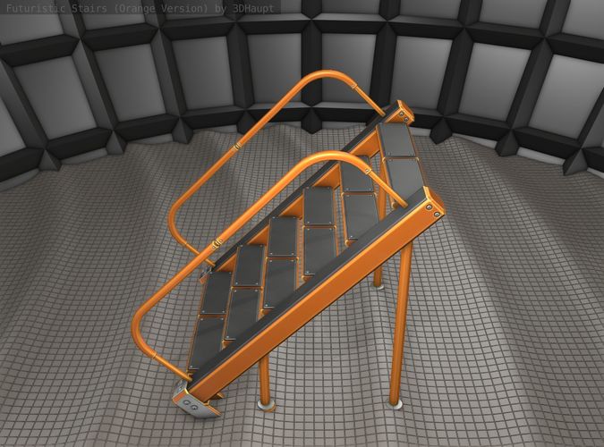 3D model Sci-Fi Stairs - 20- Orange Version VR / AR / low-poly | CGTrader