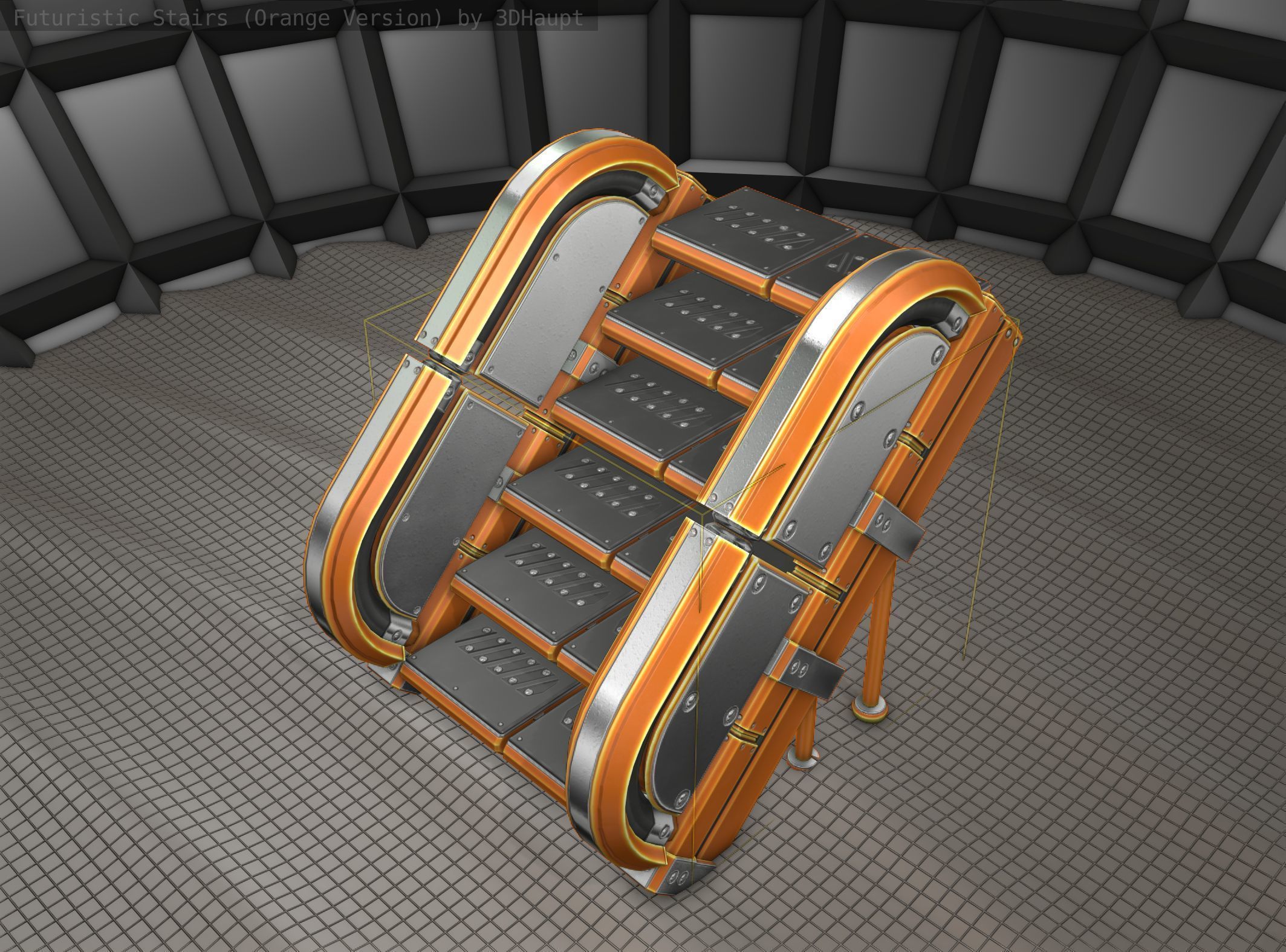 3D model Sci-Fi Stairs - 31- Orange Version VR / AR / low-poly | CGTrader