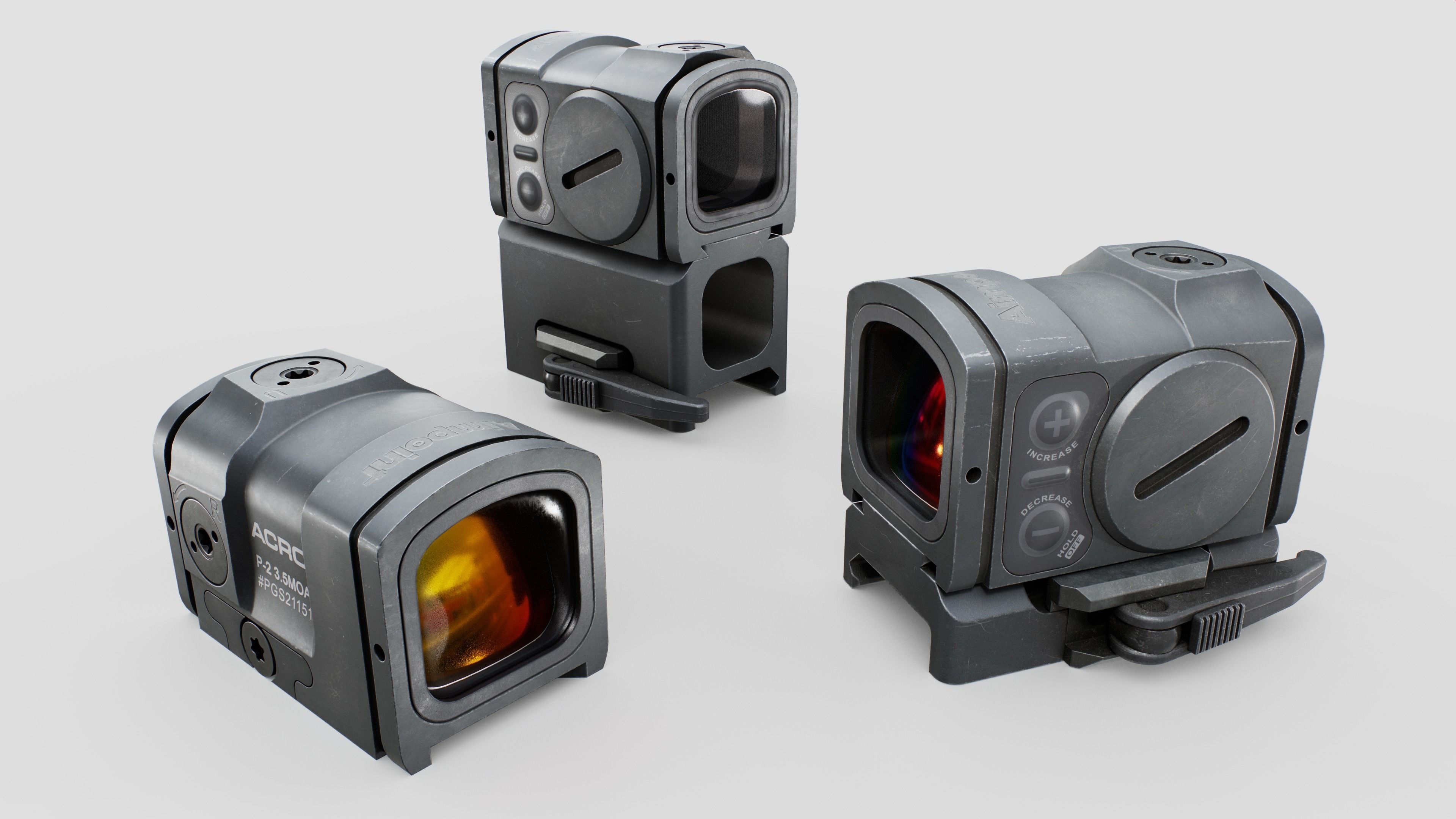 3D Model Collection Complete rifle scope and red dot optic bundle VR ...