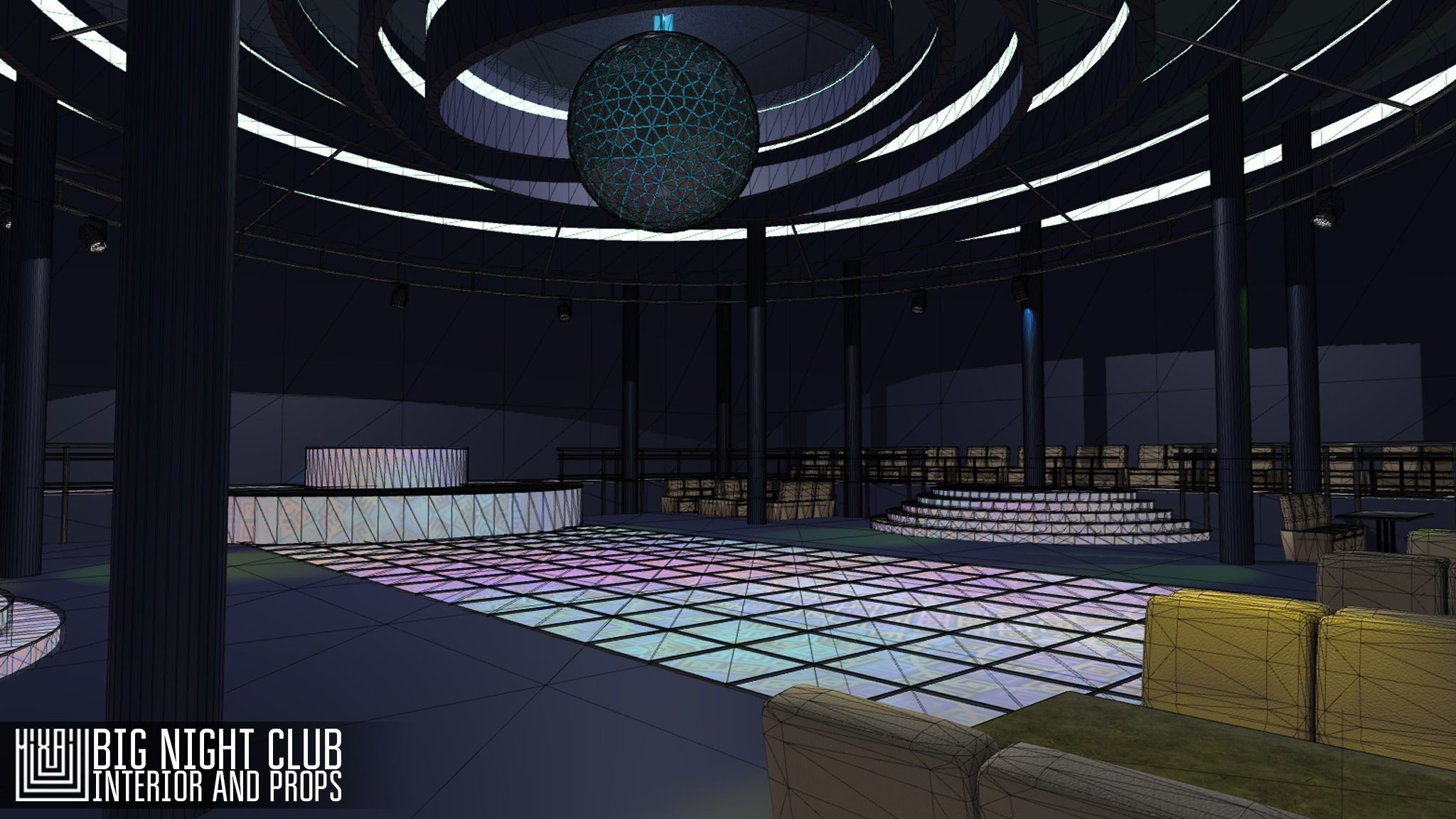 3D model Big night club - interior and props VR / AR / low-poly | CGTrader