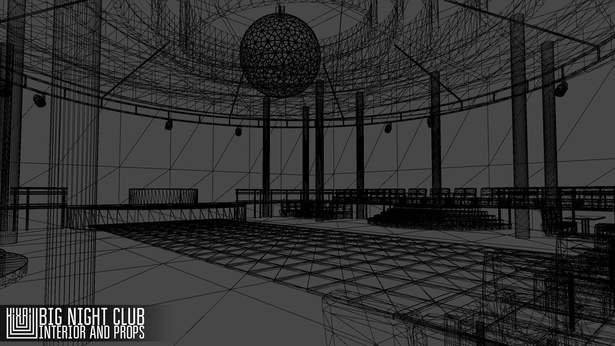 3D model Big night club - interior and props VR / AR / low-poly | CGTrader