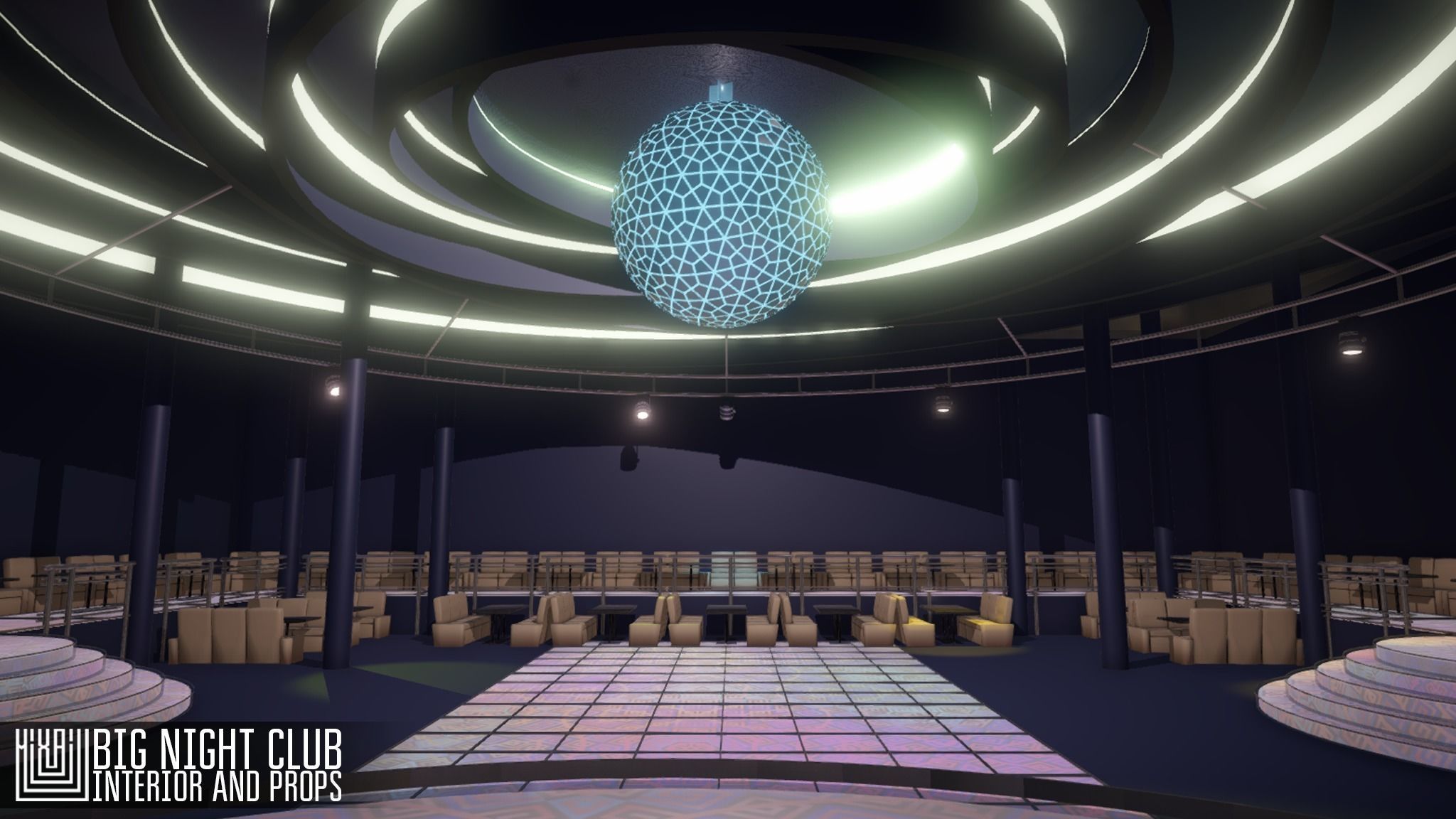 3D model Big night club - interior and props VR / AR / low-poly | CGTrader