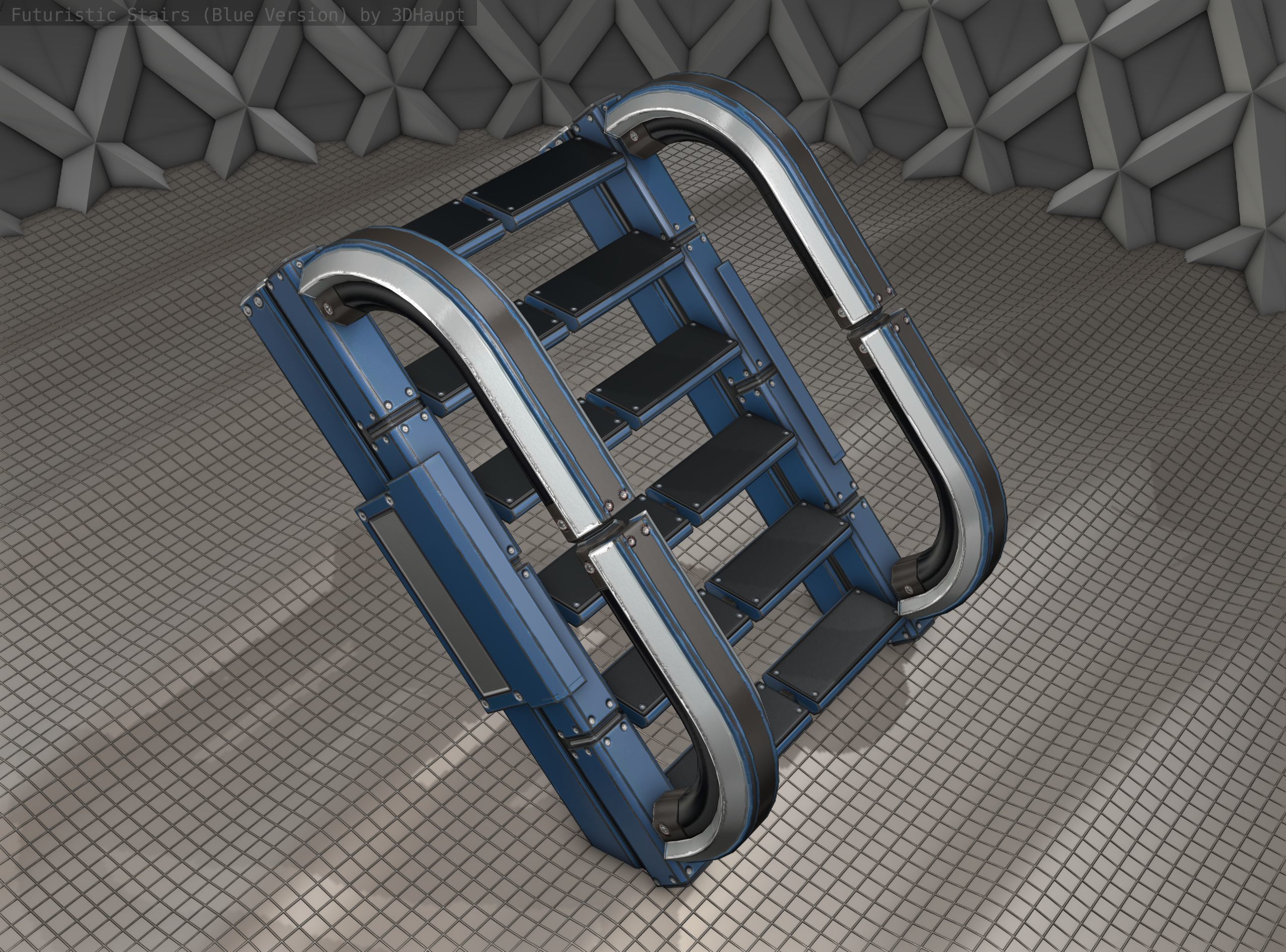 3D model Sci-Fi Stairs - 11 - Blue Version VR / AR / low-poly | CGTrader