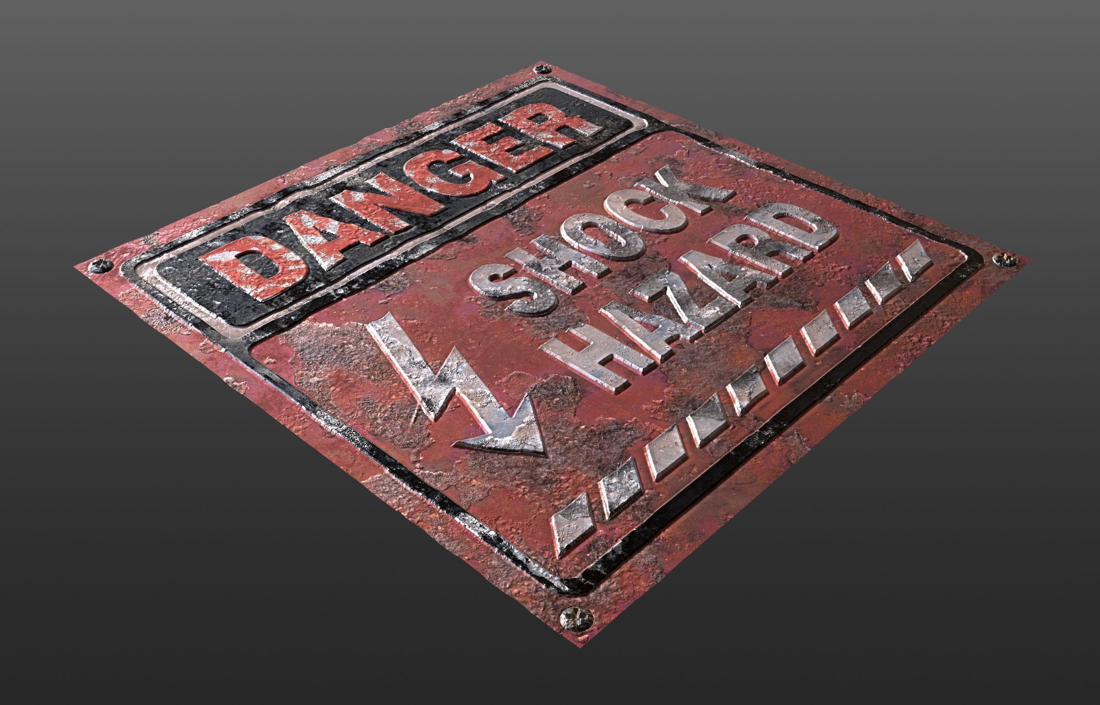 Texture Metal Danger Hazard Red Sign Rusty Seamless PBR Texture VR / AR ...