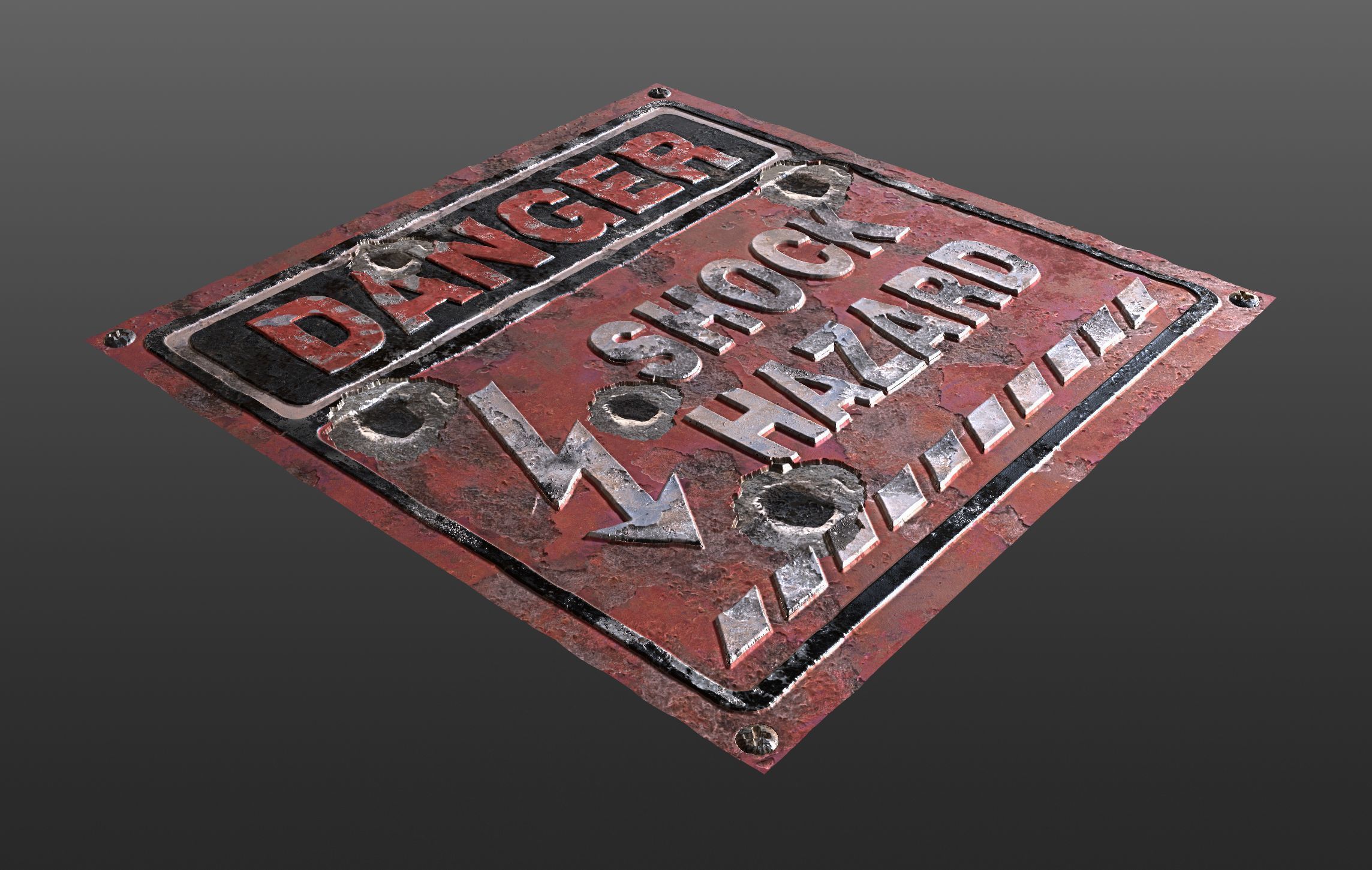 Metal Warning Hazard Sign Bullet Holes Seamless PBR Texture Texture ...