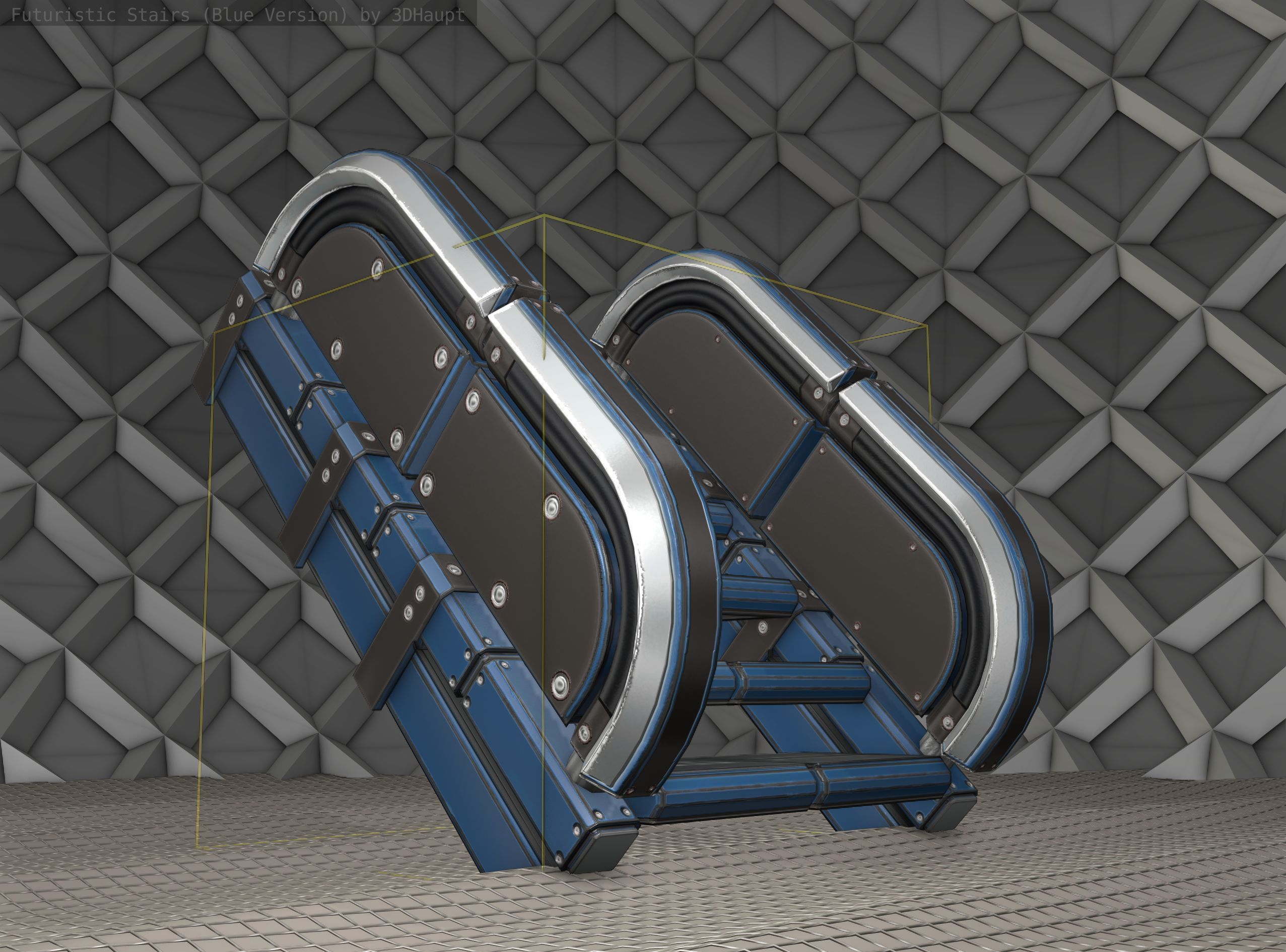 3D model Sci-Fi Stairs - 30 - Blue Version VR / AR / low-poly | CGTrader