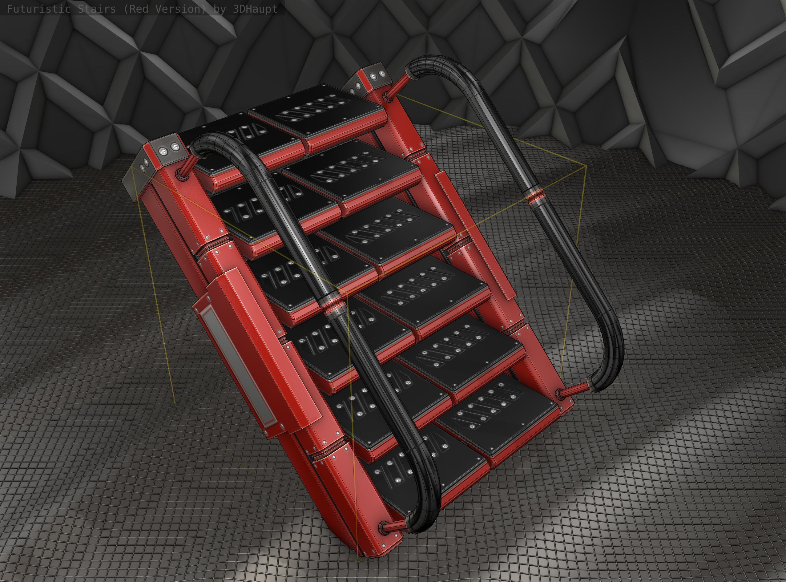 3D model Sci-Fi Stairs - 6 - Red Version VR / AR / low-poly | CGTrader