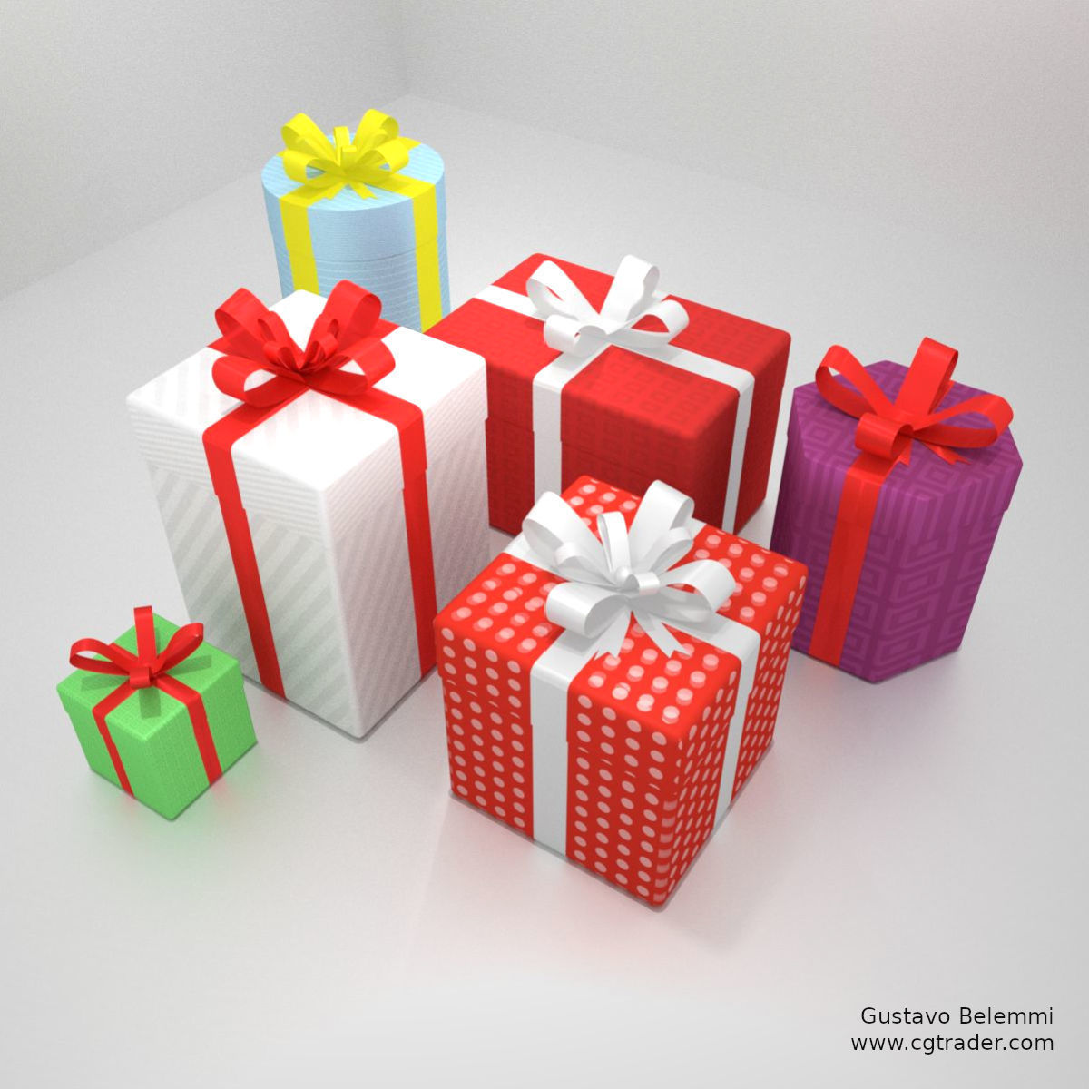 6 Gift Boxes with Wrap Textures 3D | CGTrader