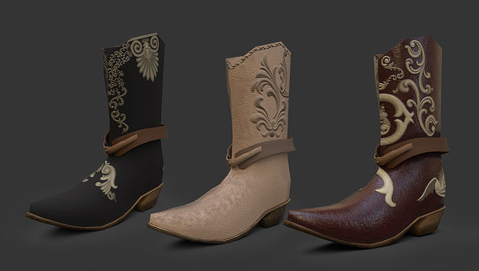 3D model Cowboy boots VR / AR / low-poly | CGTrader