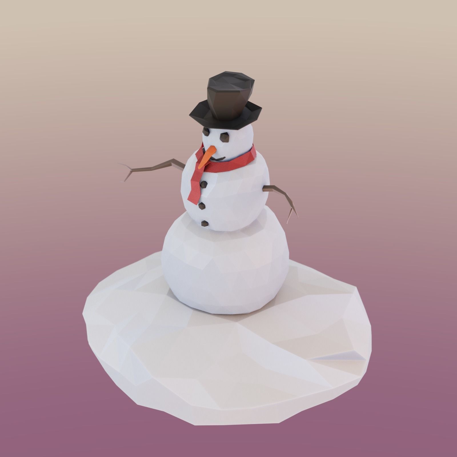 3D model Lowpoly Snowman VR / AR / low-poly | CGTrader