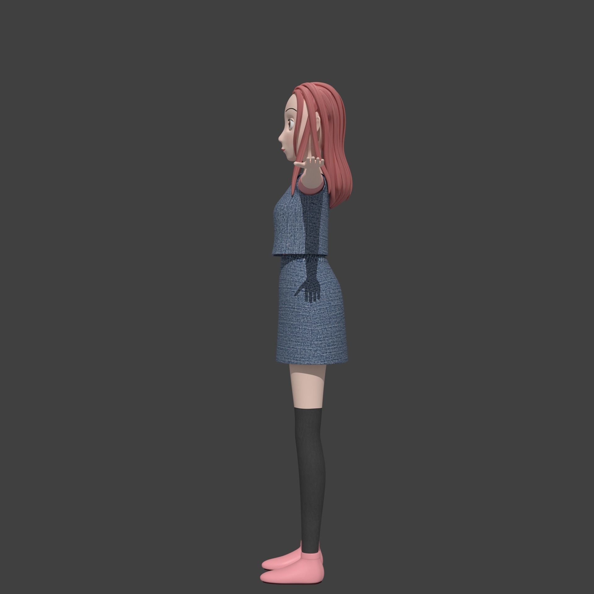 Toony cartoon female character free 3D model rigged | CGTrader