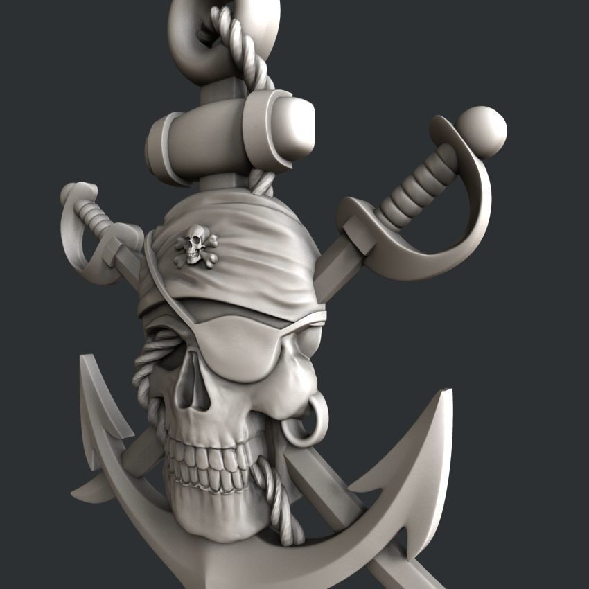 3d STL models for CNC router pirate skull 3D model | CGTrader