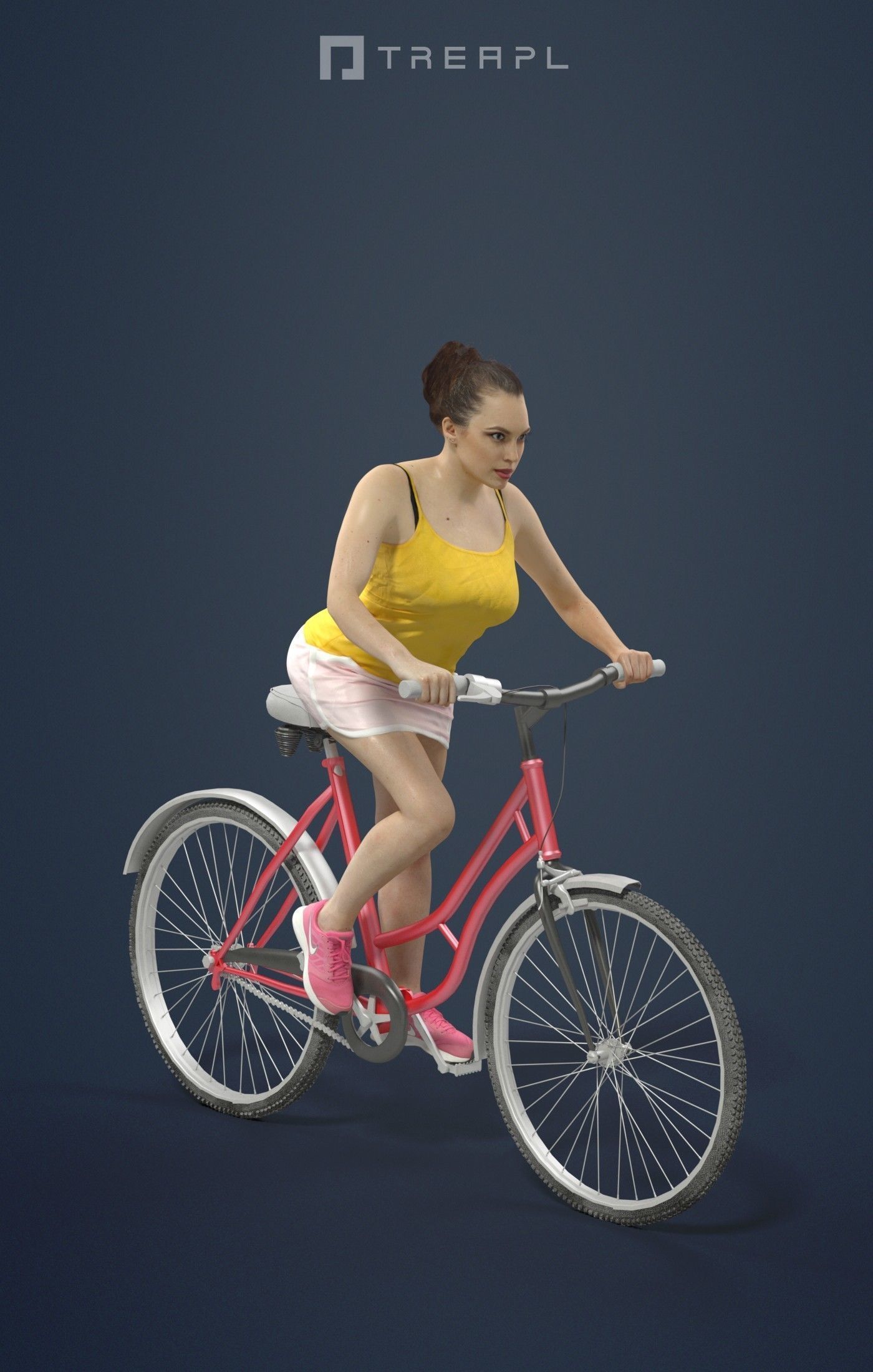 Dream Female Model Riding A Bicycle 3D model | CGTrader