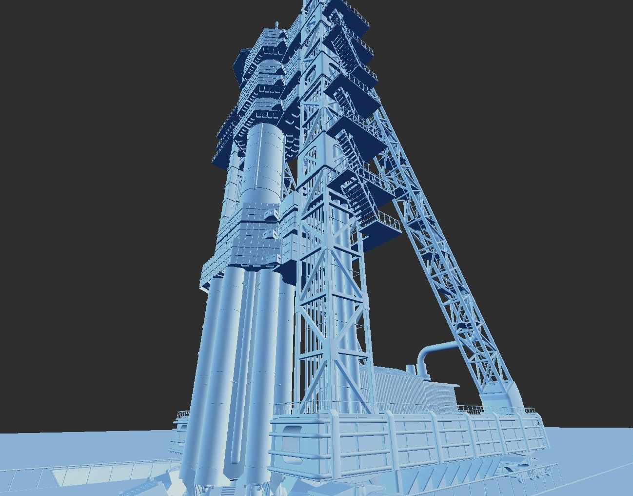 Proton Rocket launch pad 3D model rigged | CGTrader