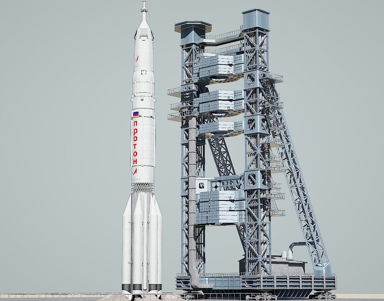 Proton Rocket launch pad 3D model rigged | CGTrader