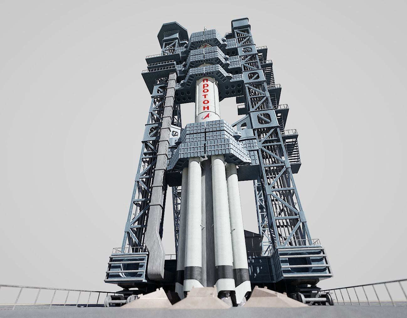 Proton Rocket launch pad 3D model rigged | CGTrader