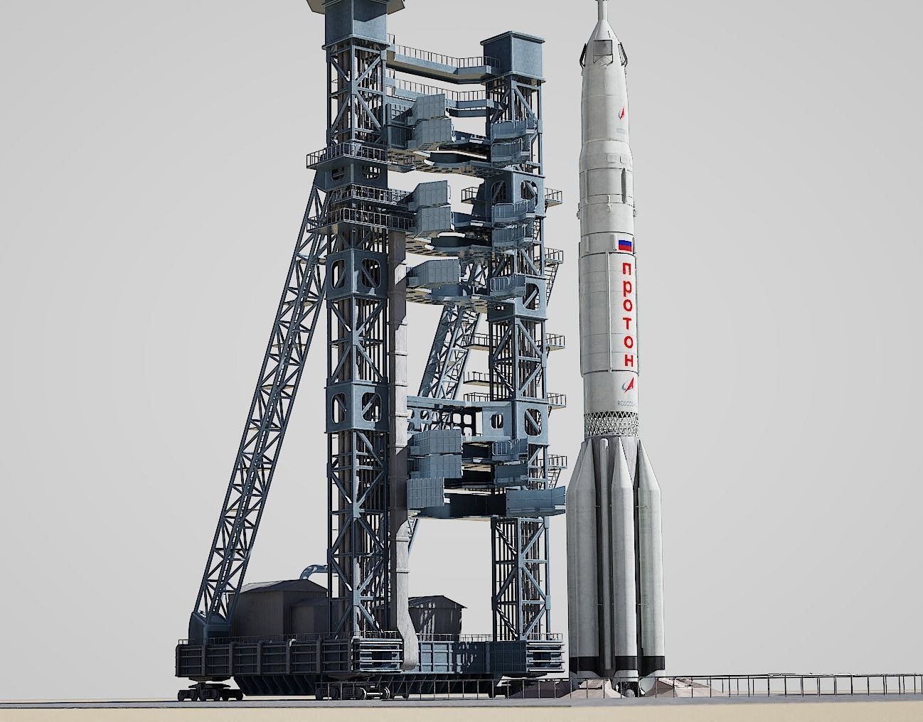 Proton Rocket launch pad 3D model rigged | CGTrader