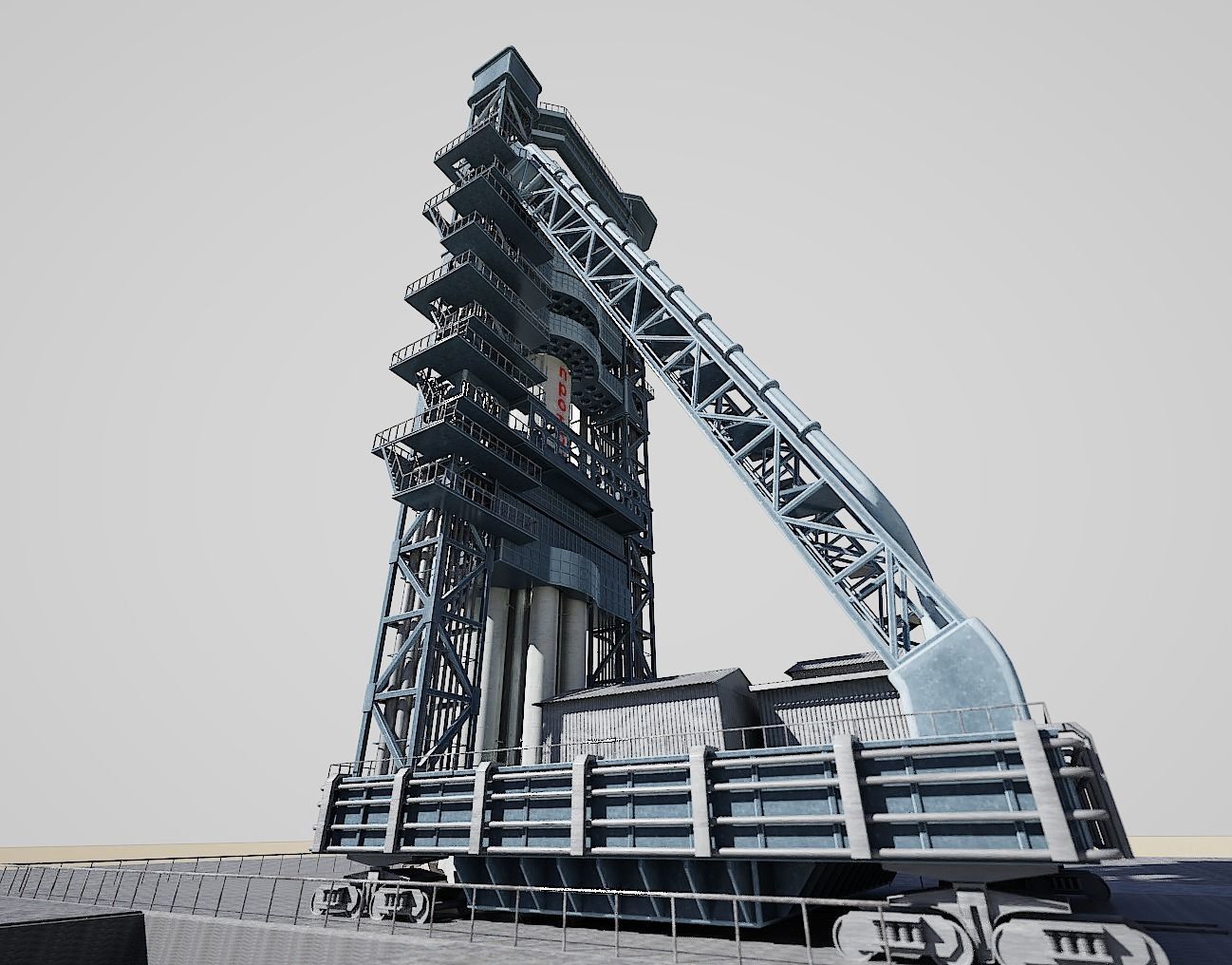 Proton Rocket launch pad 3D model rigged | CGTrader
