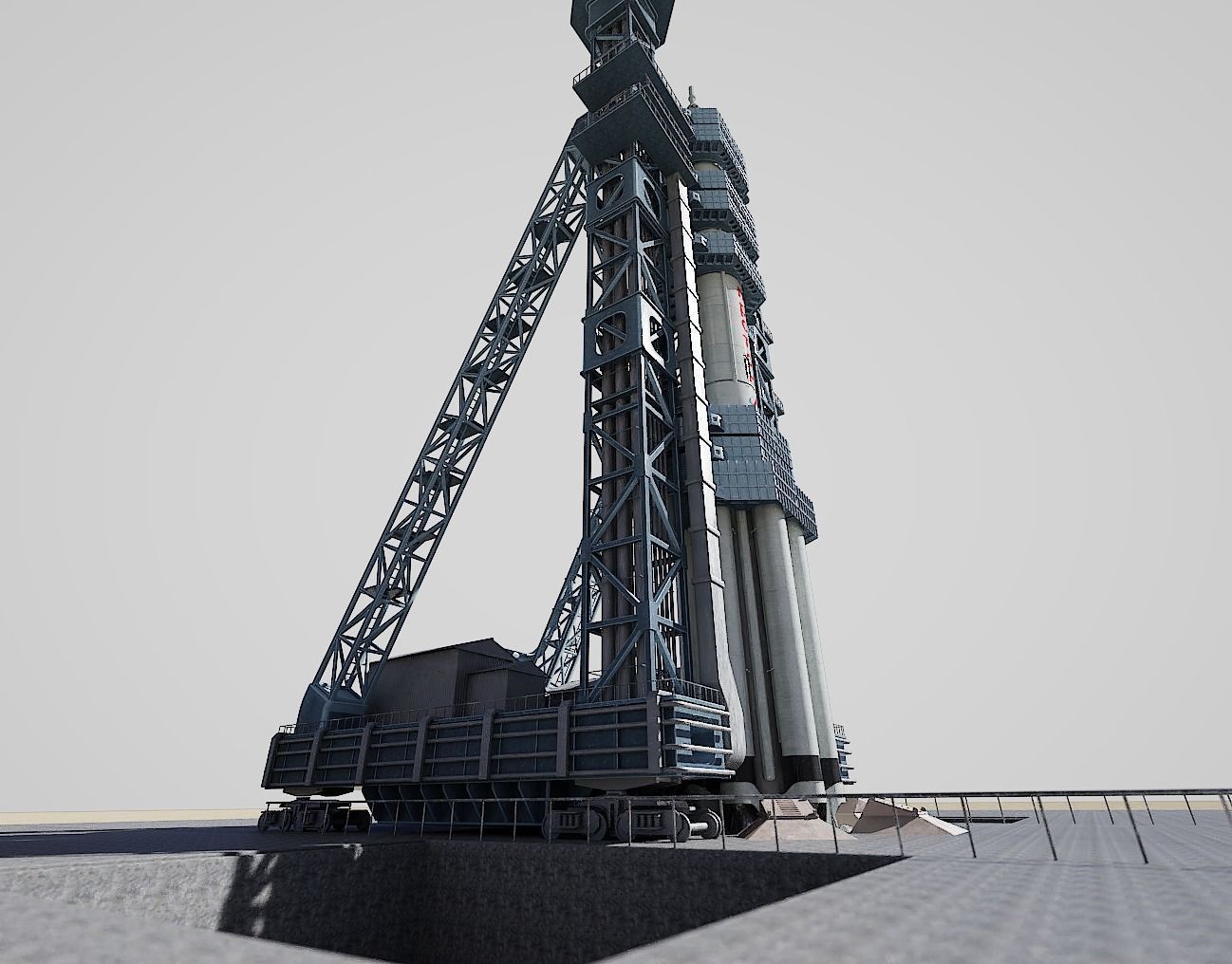 Proton Rocket launch pad 3D model rigged | CGTrader