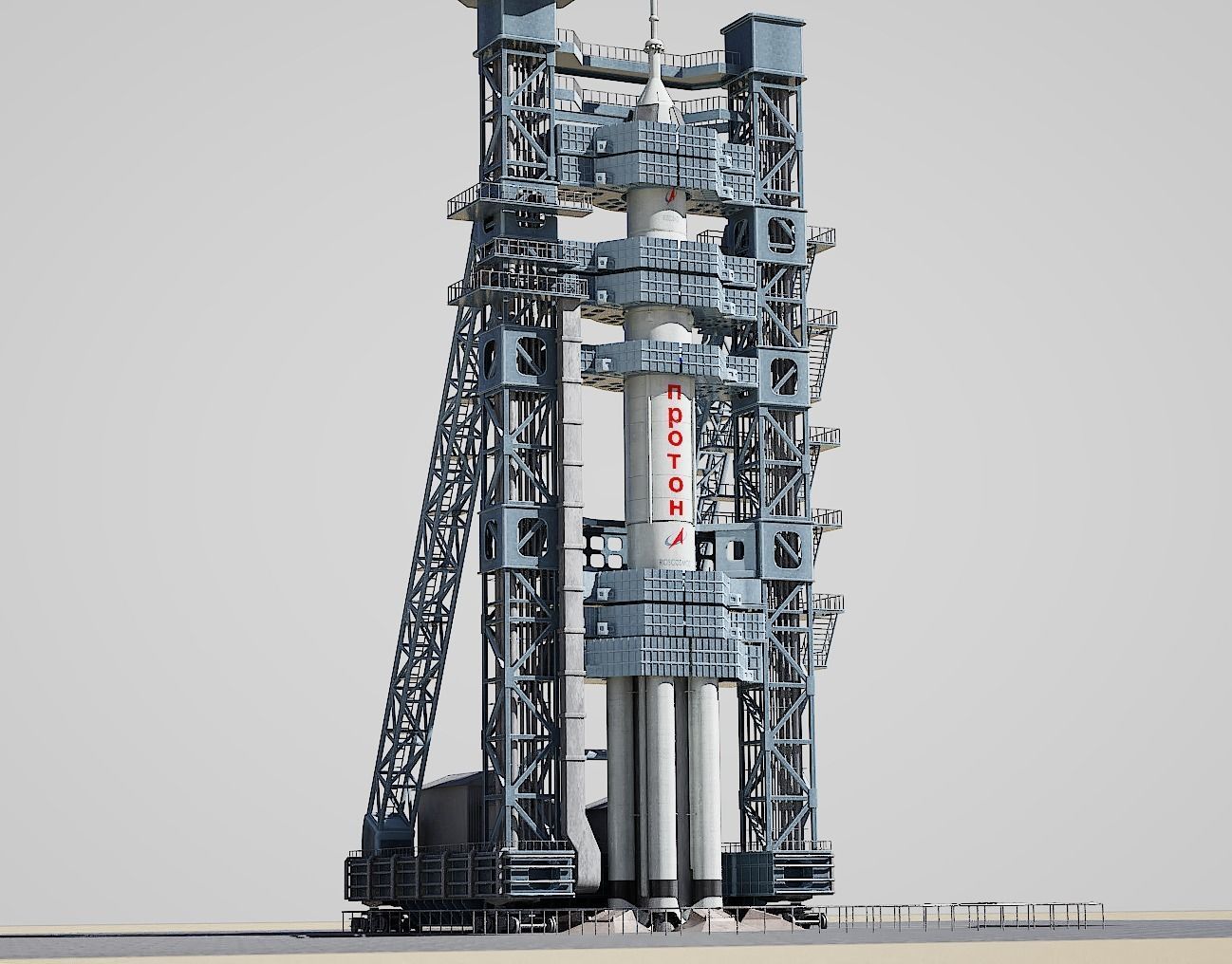 Proton Rocket launch pad 3D model rigged | CGTrader