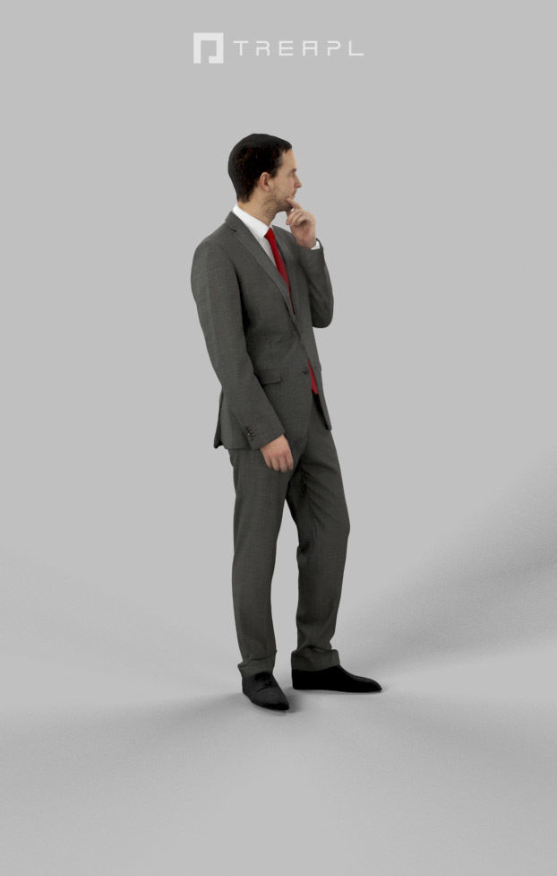 SCANNED Man Business Man Jest Standing Thinking 3D model | CGTrader