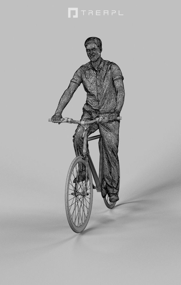 Mistery Smartly Dressed Man Riding His Bicycle 3D model | CGTrader