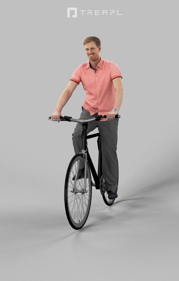 Mistery Smartly Dressed Man Riding His Bicycle 3D model | CGTrader