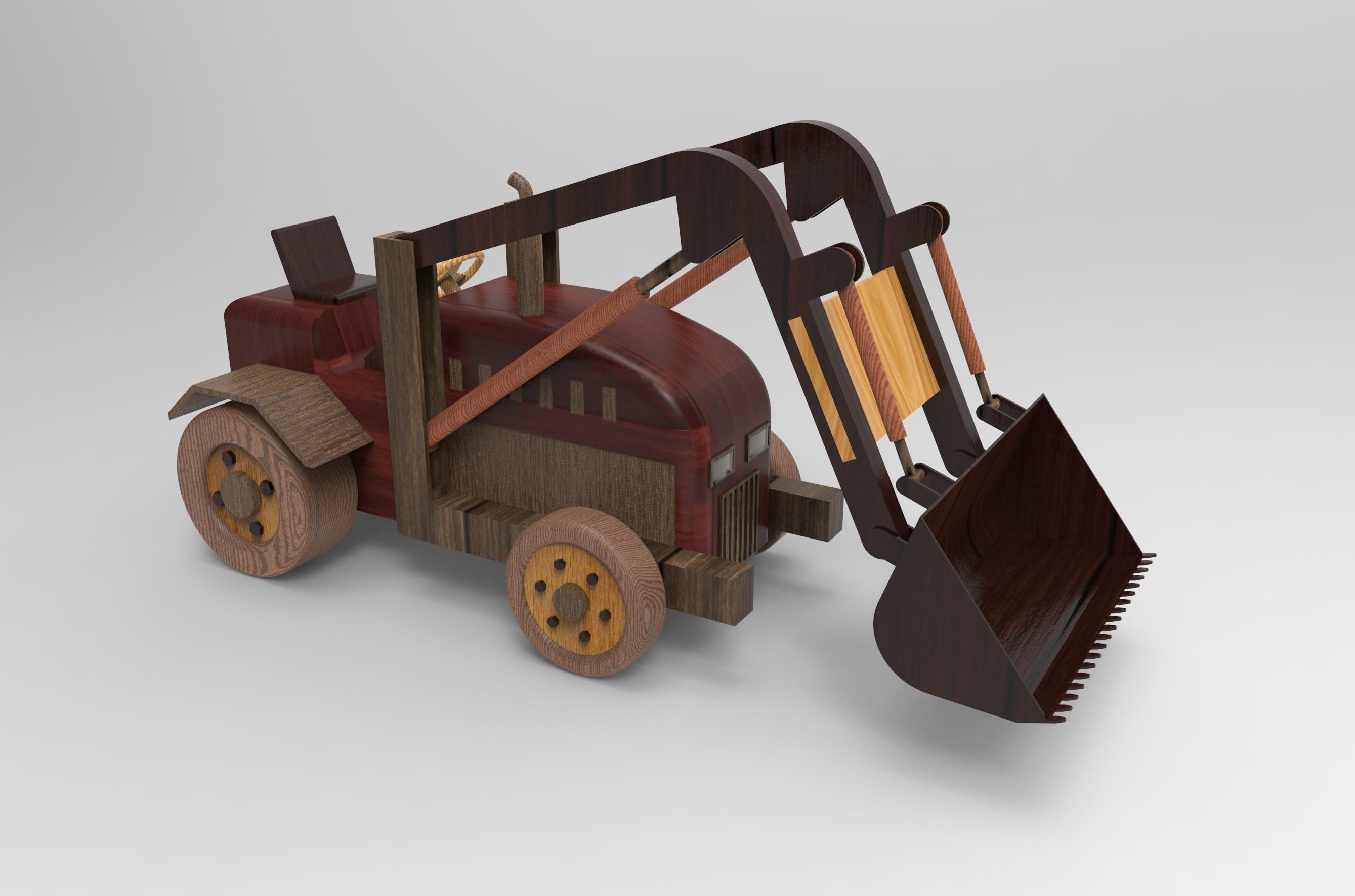 Wooden Wheel Loader Toy free 3D model | CGTrader