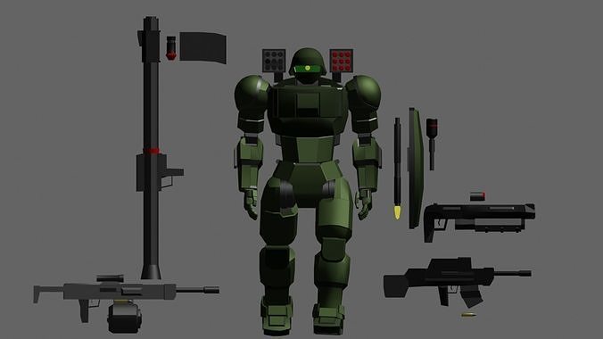 Mecha Mobile Suit-Krieger free VR / AR / low-poly 3D model animated ...