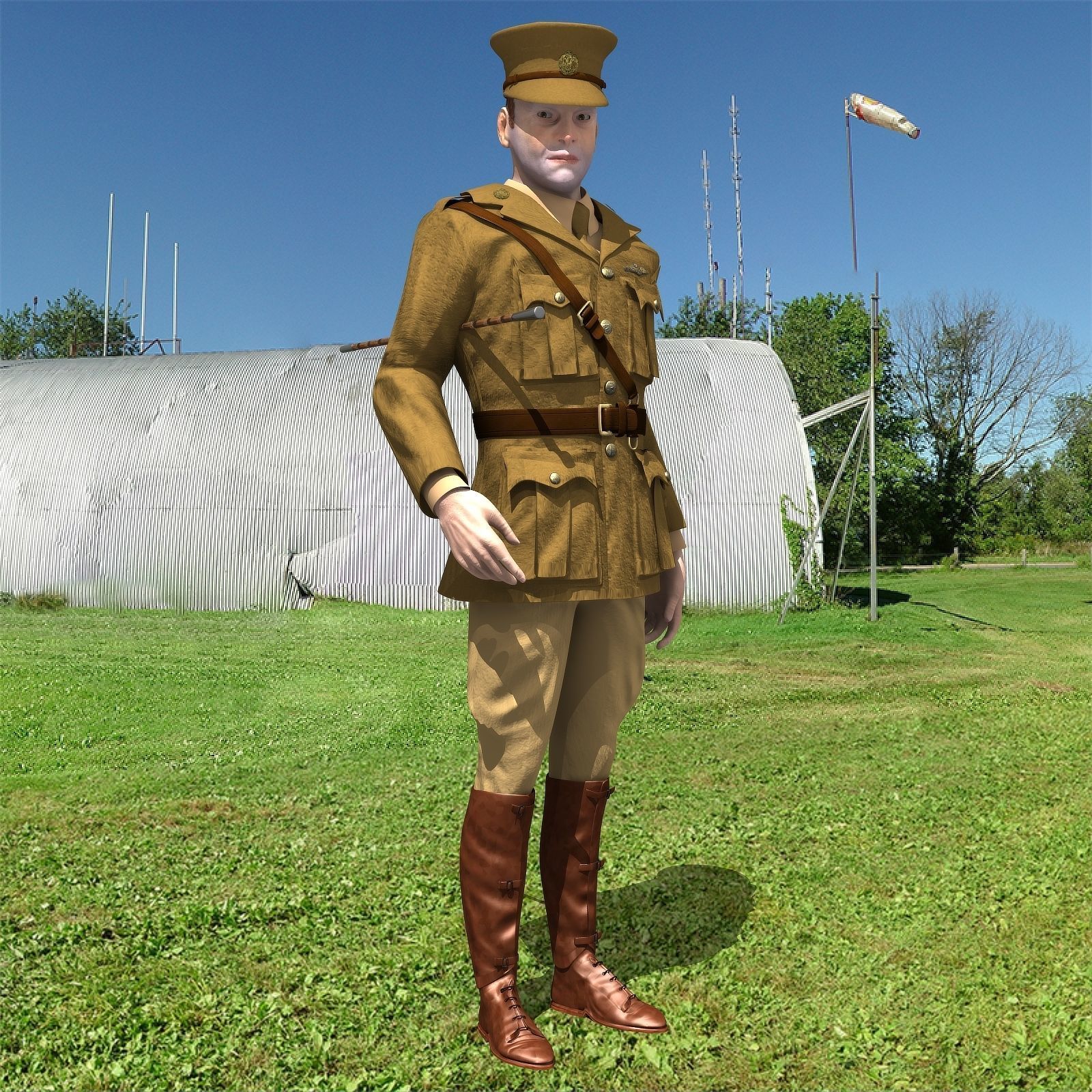 Aviator WWI British Pilot - Low poly - rigged - animated 3D model ...