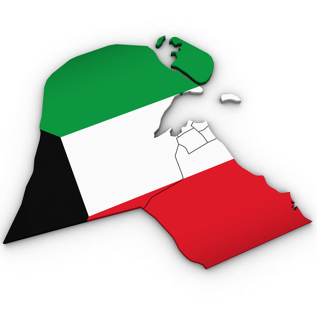 3d Political Map of Kuwait 3D model | CGTrader