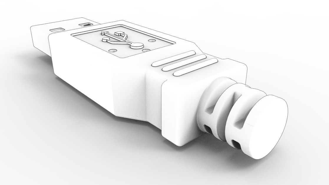 USB Type A Male Plug 3D model | CGTrader