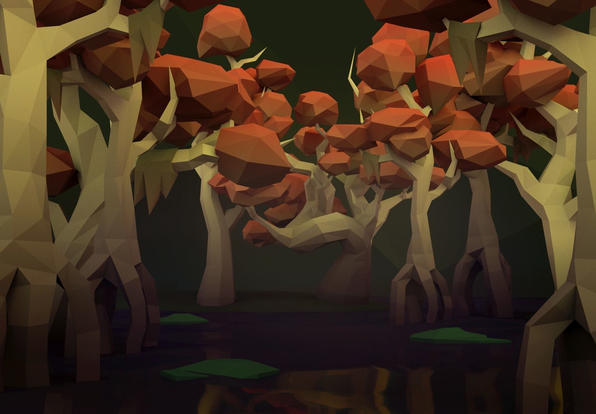3D model Swamp Assets - Trees Pack Low-Poly Marsh VR / AR / low-poly ...