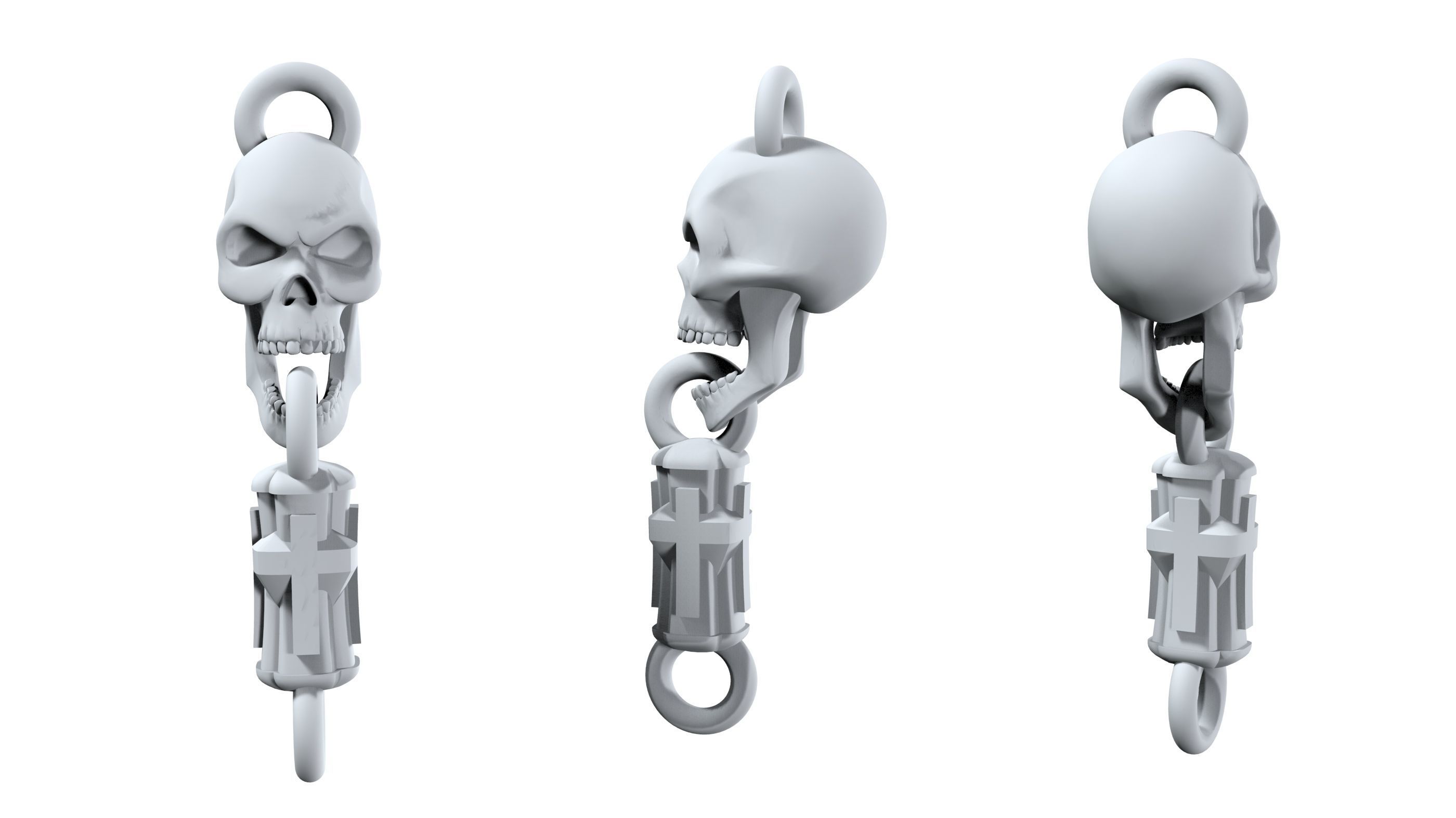 chain link skull with cross 3D model 3D printable | CGTrader