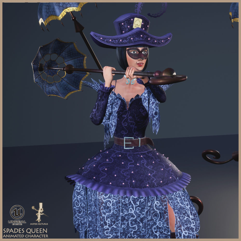 3D model Spades Queen Light Version VR / AR / low-poly rigged animated ...